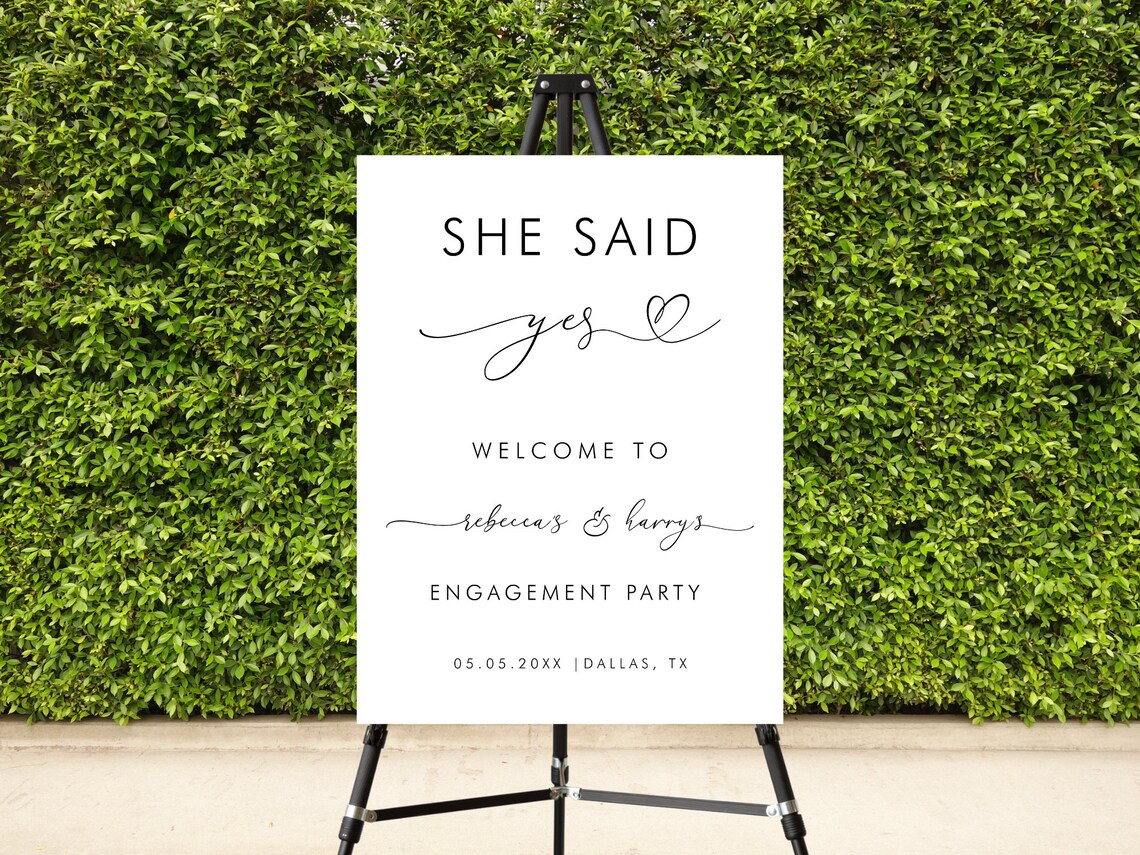 She Said Yes Engagement Welcome Sign Digital Welcome Sign Template DIY ...