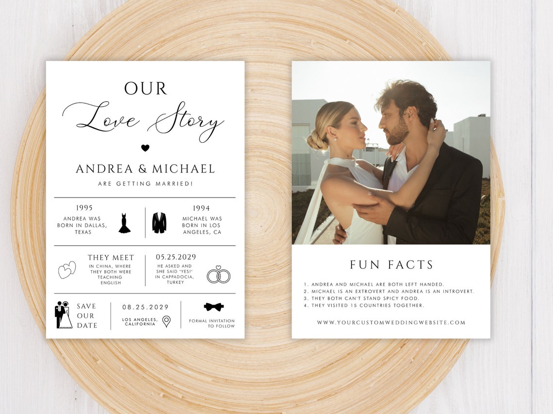 Our Love Story Wedding Invitation Delicate Love Story Infographic Photo ...