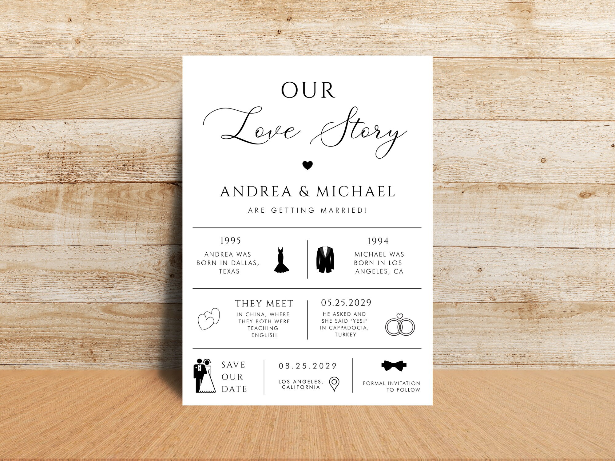 Our Love Story Wedding Invitation Delicate Love Story Infographic Photo ...