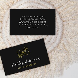 ASL Interpreter Business Card Template: Sign Language Design (digital ...