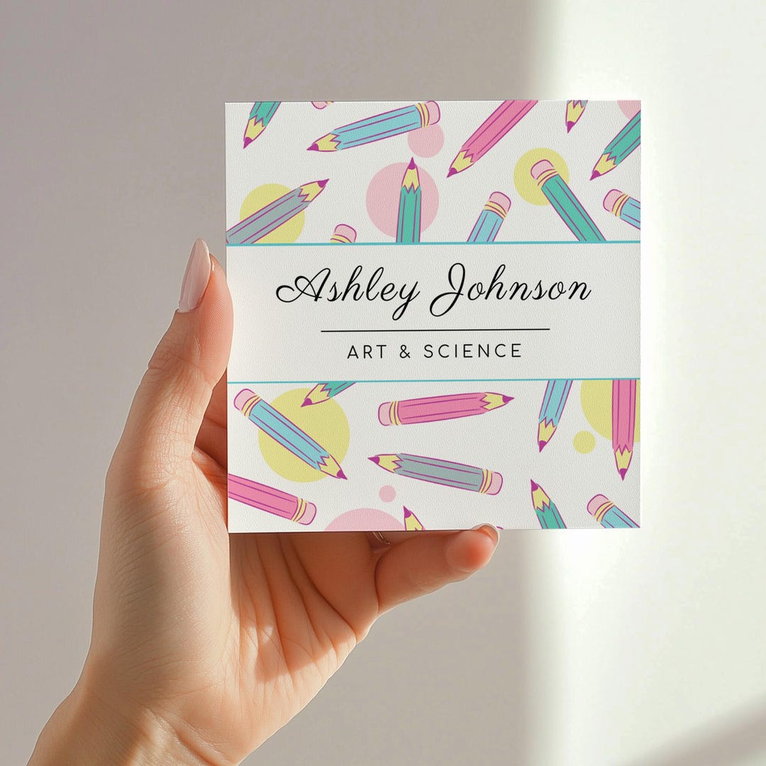 Editable Teacher Business Card – Front Back Card for Art, Science, and ...