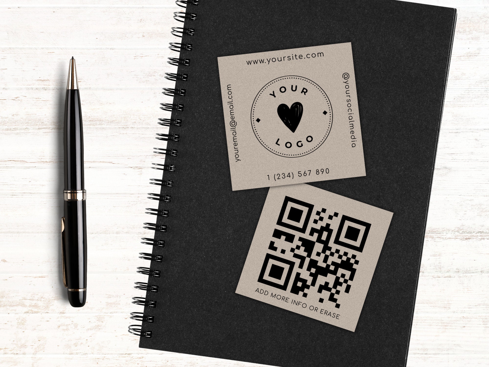 Kraft Paper Look Geometric QR Code Logo Earthy Template Square Business ...