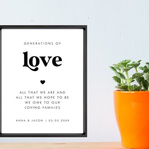 Editable Generations of Love Wedding Sign Digital Script Heart Wedding ...