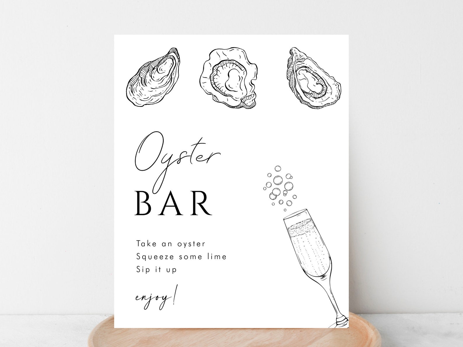 Digital Oyster Bar Sign - DIY White Black Oyster Bar Poster - Oysters ...