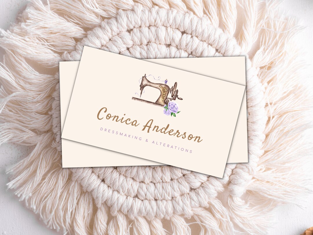 DIY Dressmaking & Alterations Business Card - Editable Lilac Rose ...