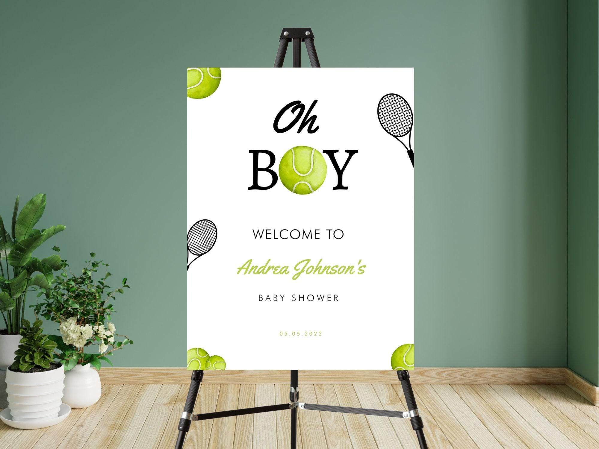 Oh Boy Tennis Baby Shower Sign - DIY Tennis Baby Shower Welcome Sign ...