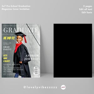 Kindergarten Graduation Magazine Cover Invitation: Custom Photo ...