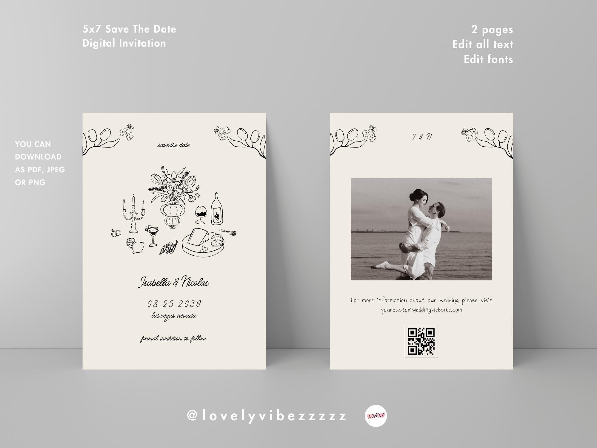Hand Drawn Scribble Whimsical Handwriting Wedding Save the Date - Wine ...
