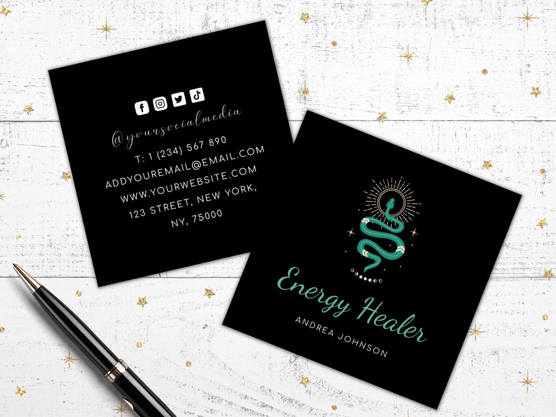 Energy Healer Mystic Snake Psychic Fortune Teller Square Business Card ...