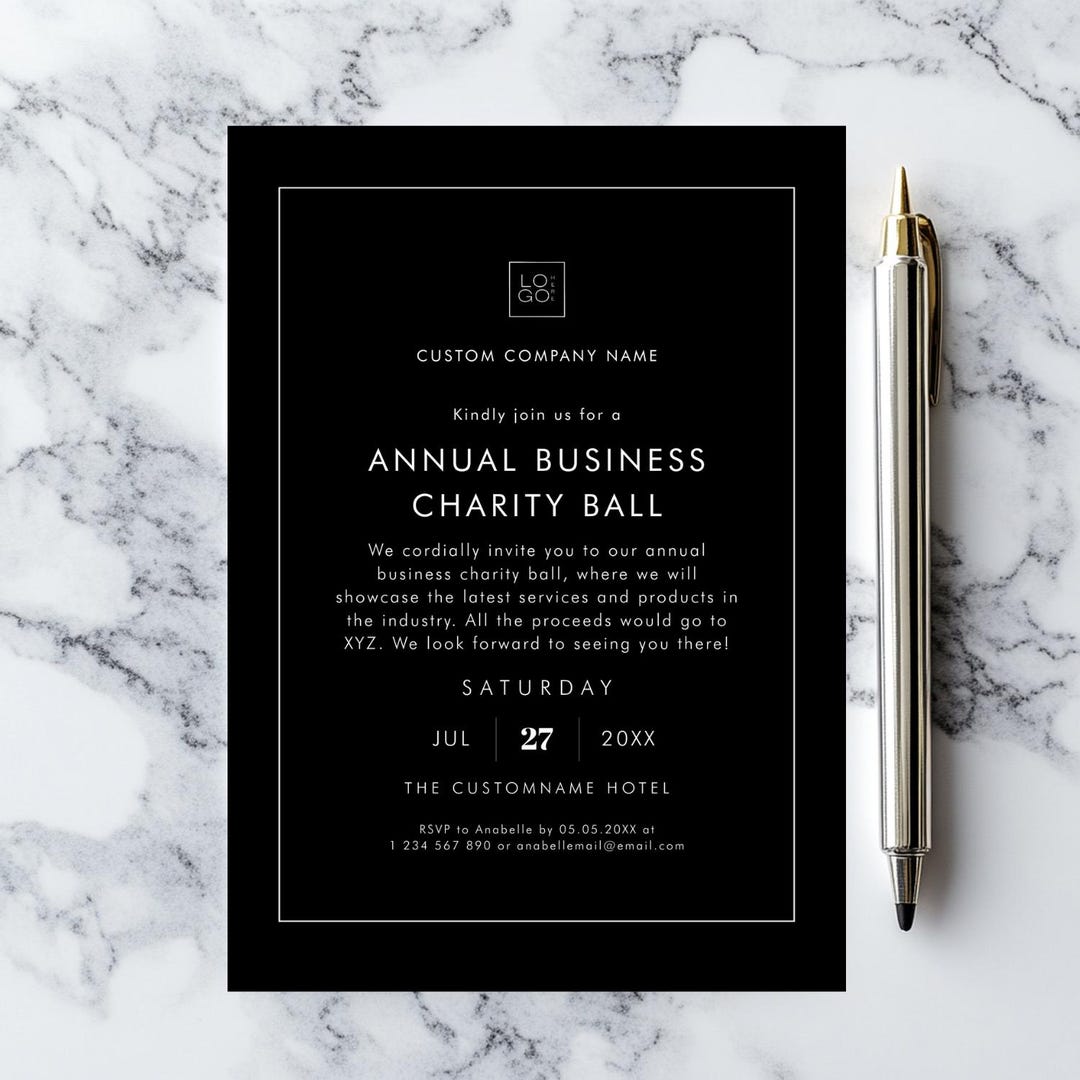 Minimalist Business Event Invitation: Black & White Annual Business ...