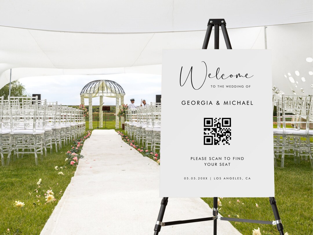Wedding Welcome Sign QR Code Seating Chart Sign Digital - Etsy