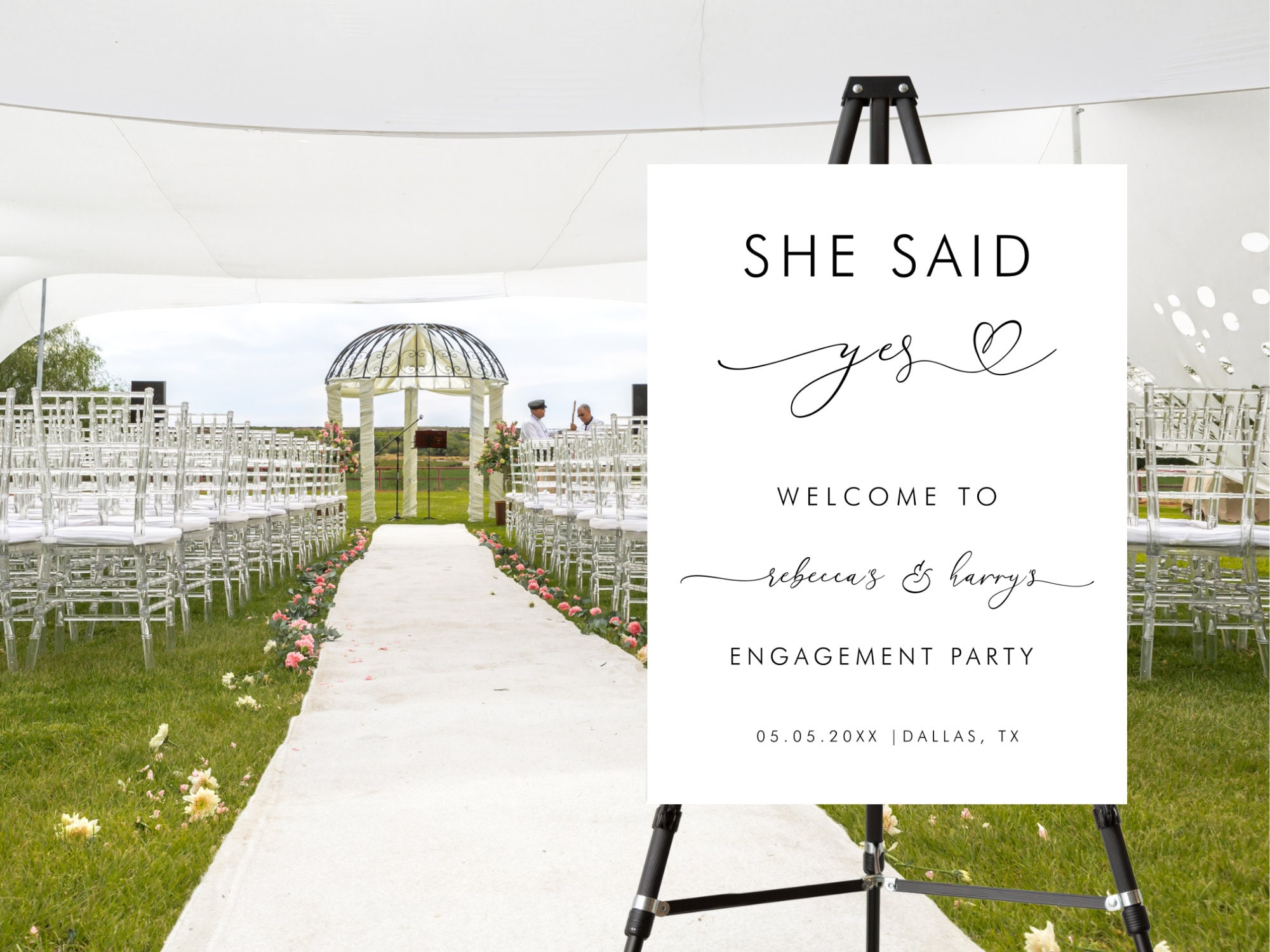 She Said Yes Engagement Welcome Sign Digital Welcome Sign Template DIY ...