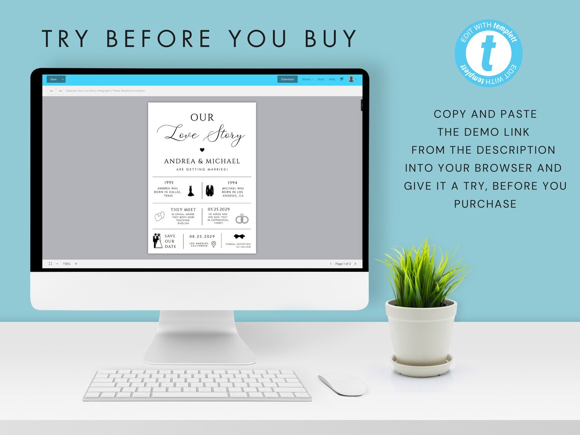 Our Love Story Wedding Invitation Delicate Love Story Infographic Photo ...