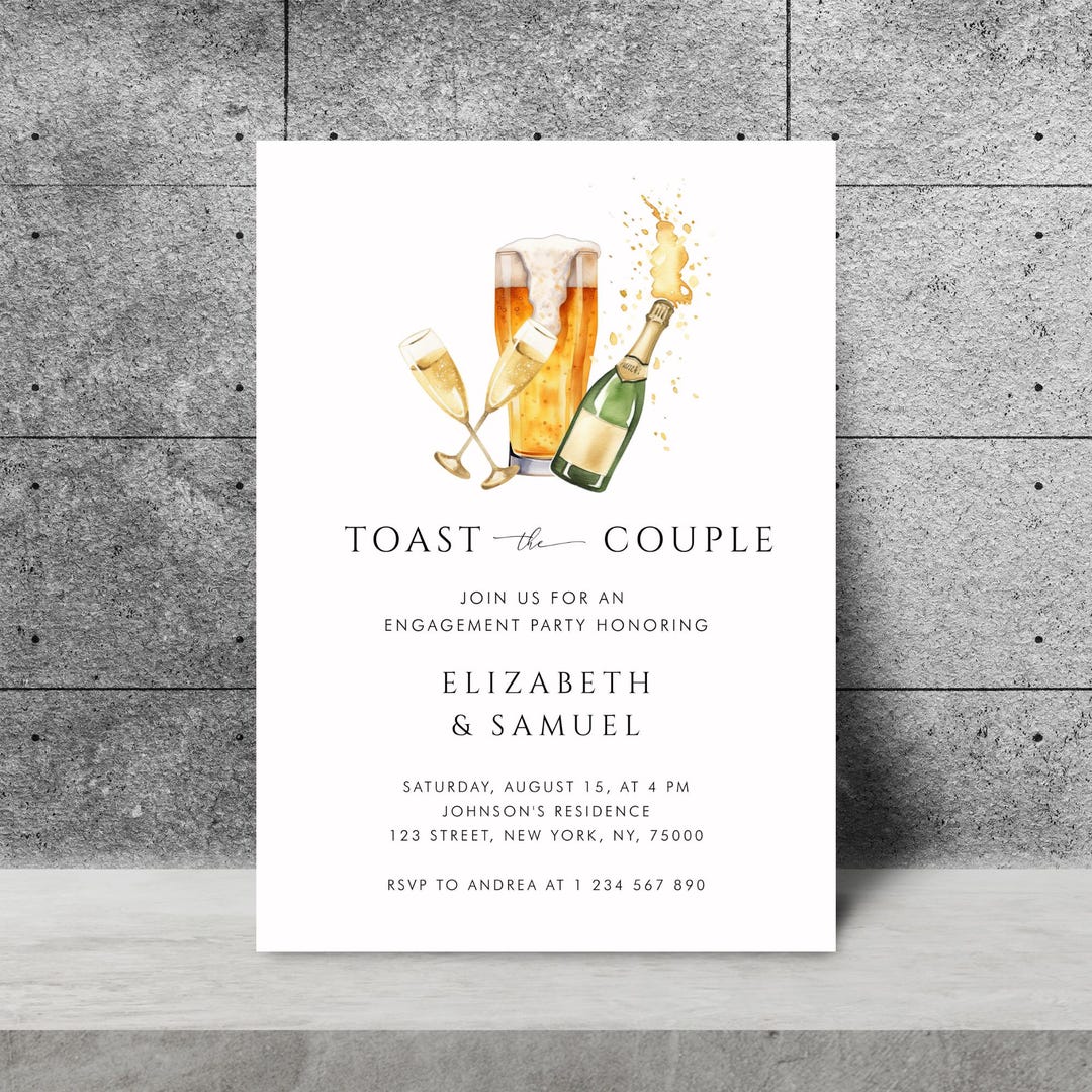 Let's Toast the Couple Wedding Shower Engagement Invite - Digital ...