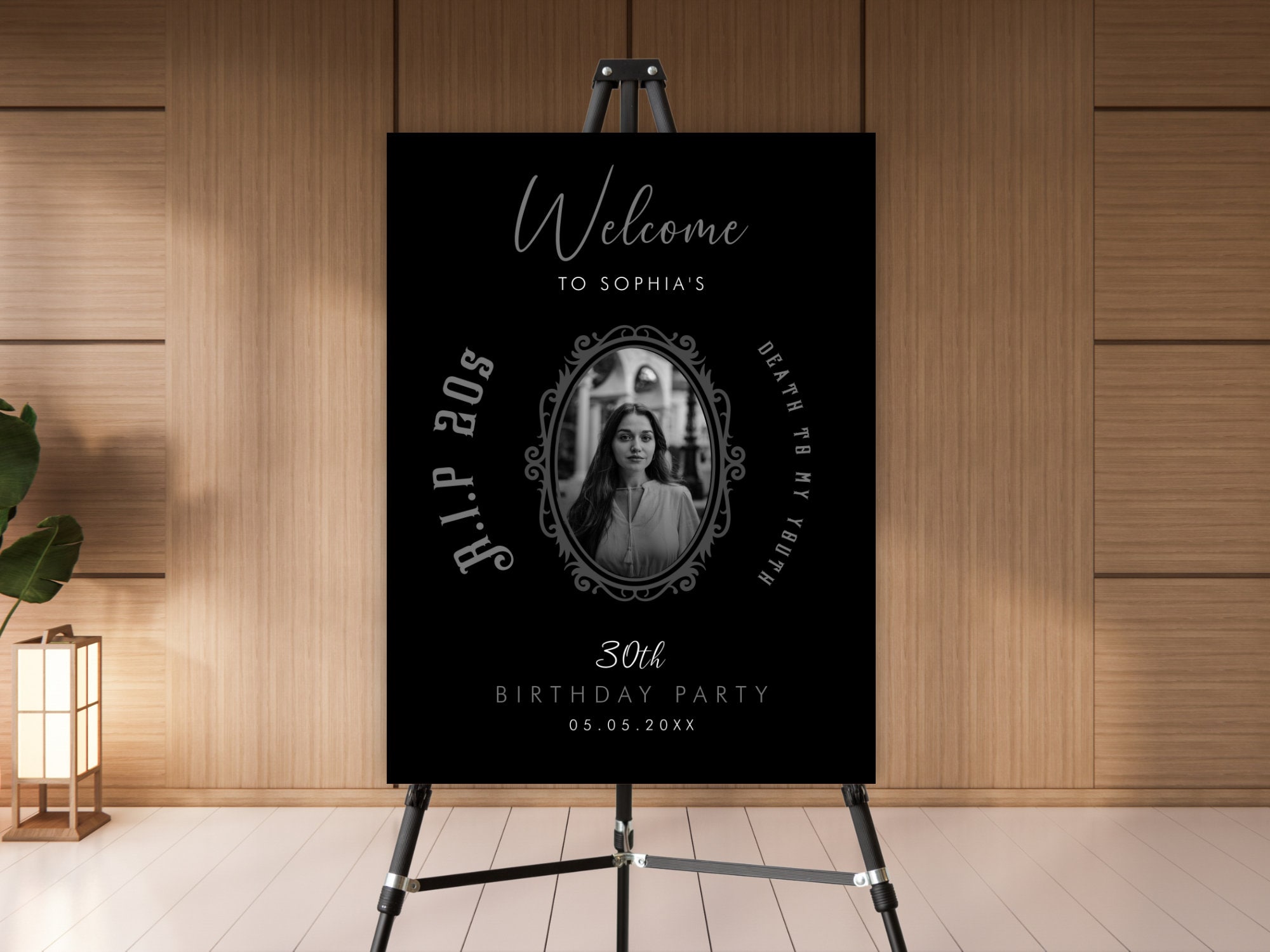 Photo RIP 20s Welcome Sign - 30th Birthday Party Welcome Sign Template ...