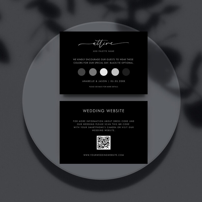 Elegant Black Dress Code Wedding Enclosure Card - DIY Wedding Attire ...