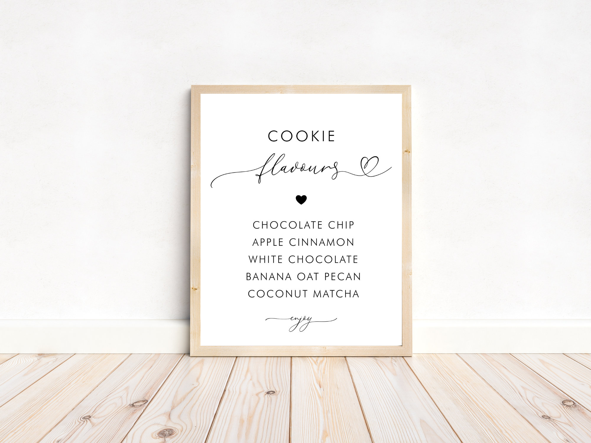 Cookie Flavors Wedding Sign Romantic Heart Cookie Bar Wedding Sign ...