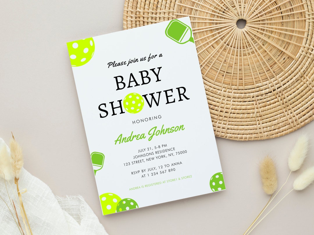 Pickleball Paddle Padel Sport Theme Baby Shower Invitation Digital ...