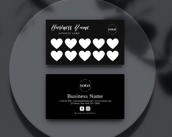 Black Loyalty Card Template Canva Editable Printable Modern - Etsy