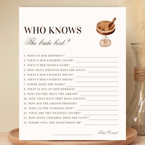 Coffee Theme Who Knows the Bride Best Game - Digital Who Knows the ...