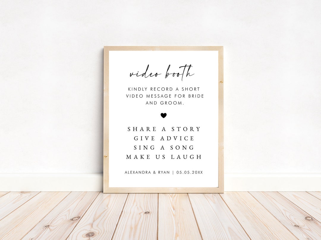 Digital Wedding Video Booth Sign Poster Modern Rustic Script Wedding ...