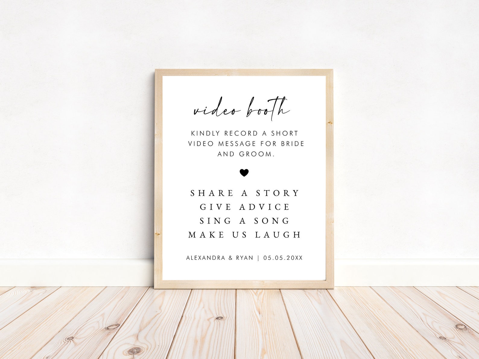 Digital Wedding Video Booth Sign Poster Modern Rustic Script Wedding ...