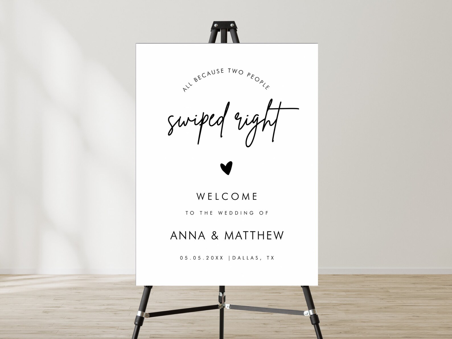 Swipe Right Wedding Welcome Sign Template - Editable Wedding Welcome ...