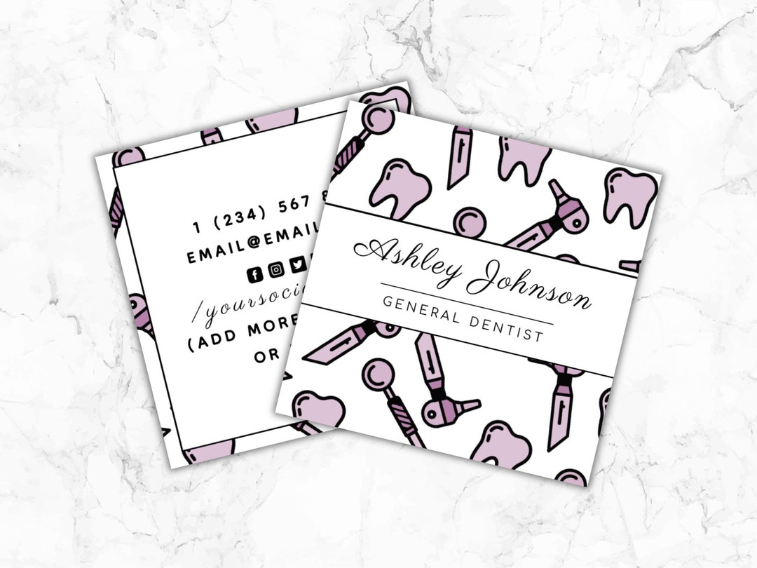 Dentist Business Card Template Social Media Square Business Card ...