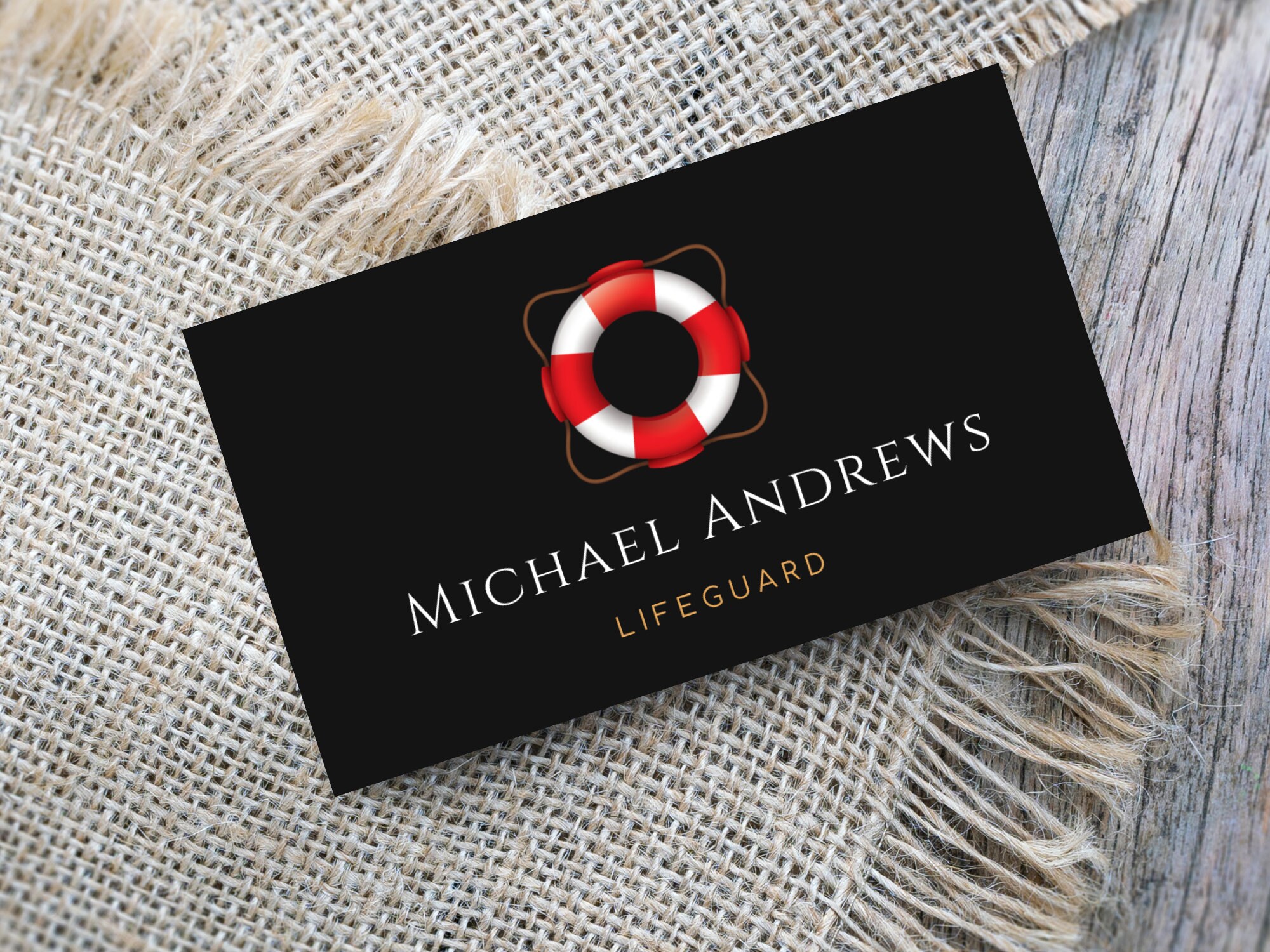 Lifeguard Business Card Template Red and White Lifebuoy Professional ...