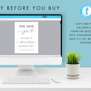 She Said Yes Engagement Welcome Sign Digital Welcome Sign Template DIY ...