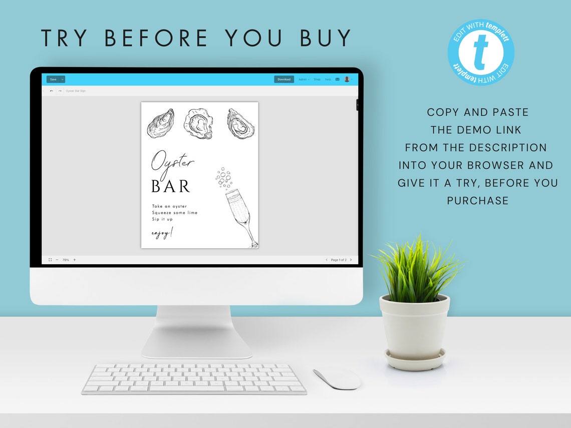 Digital Oyster Bar Sign - DIY White Black Oyster Bar Poster - Oysters ...
