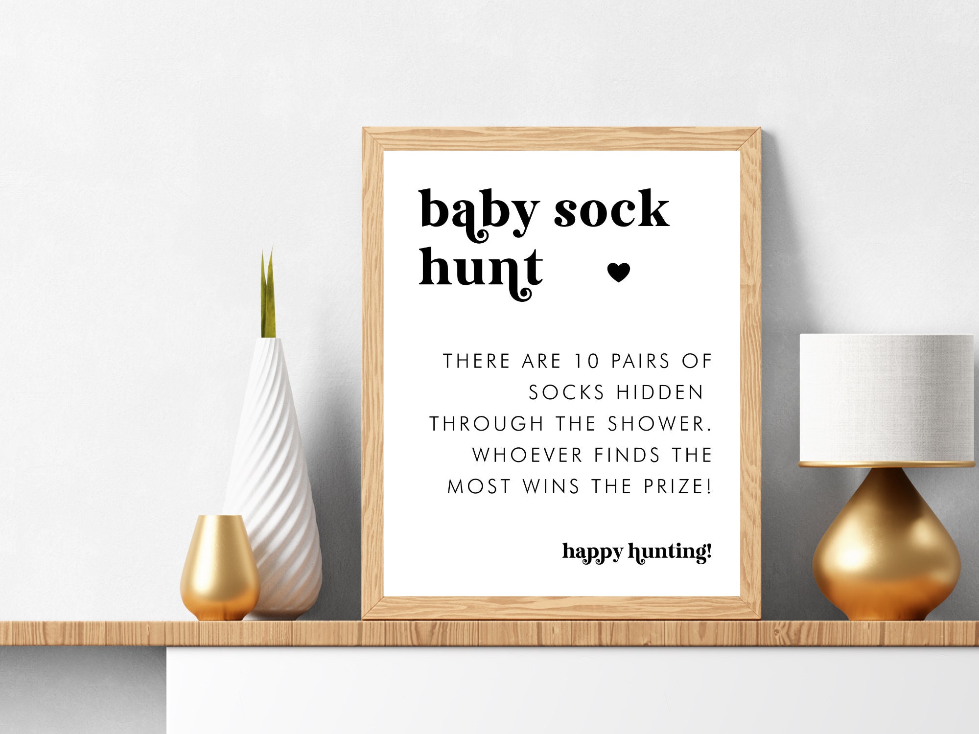 DIY Baby Sock Hunt Baby Shower Sign Retro Typography Baby Shower Sign ...