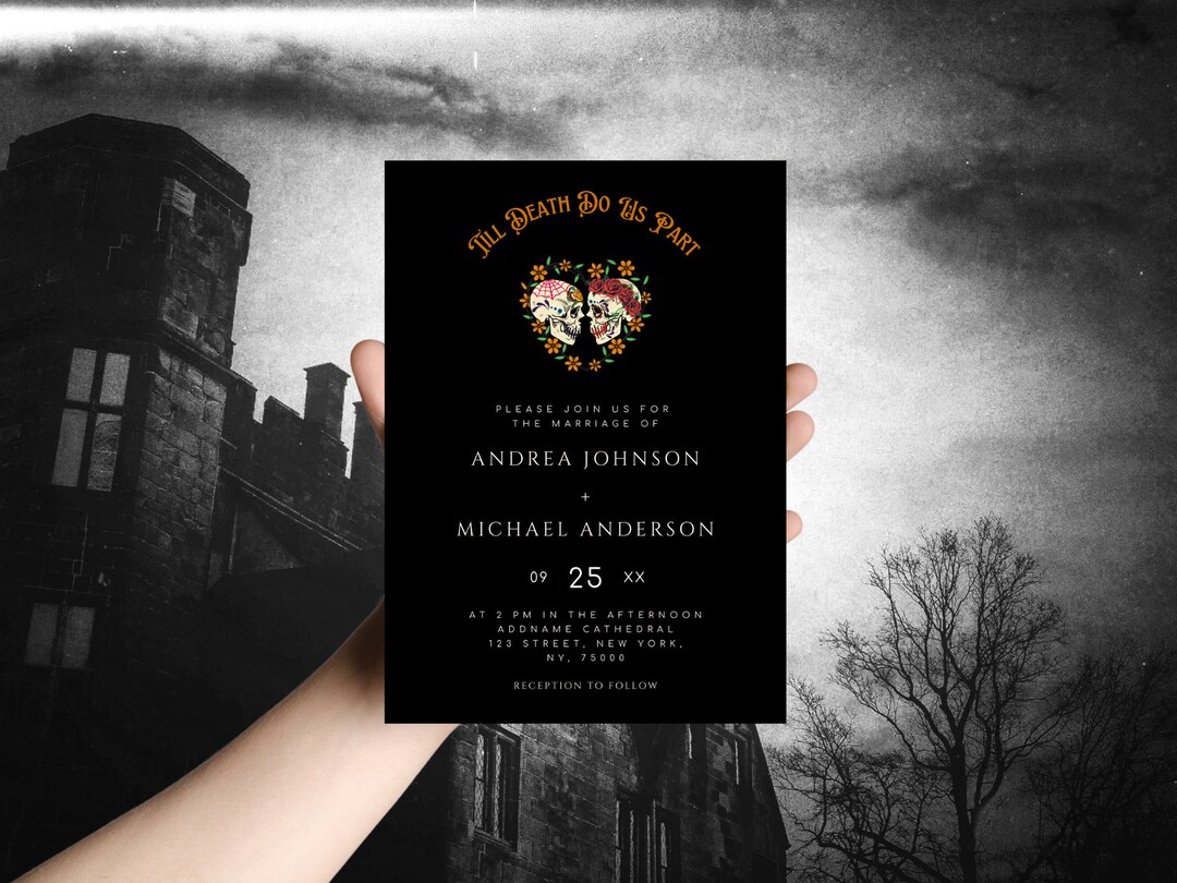 Till Death Do Us Party Invitation Editable Black Wedding Invitation ...