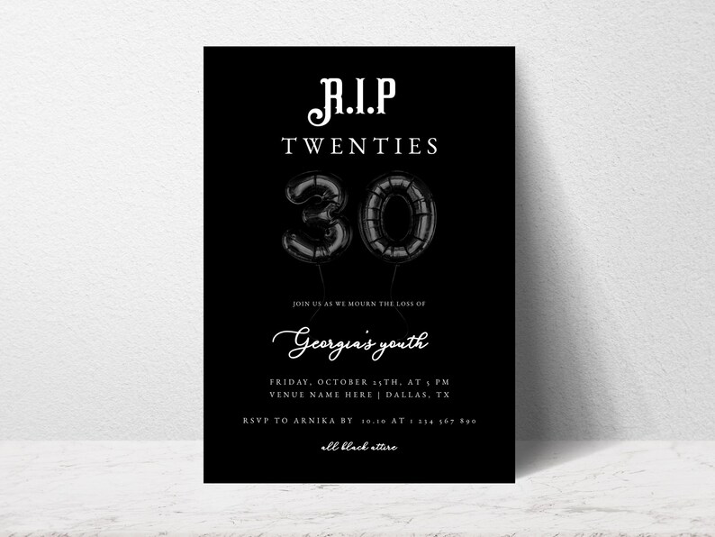RIP Twenties Birthday Party Invitation - 30th Birthday Party Invitation ...