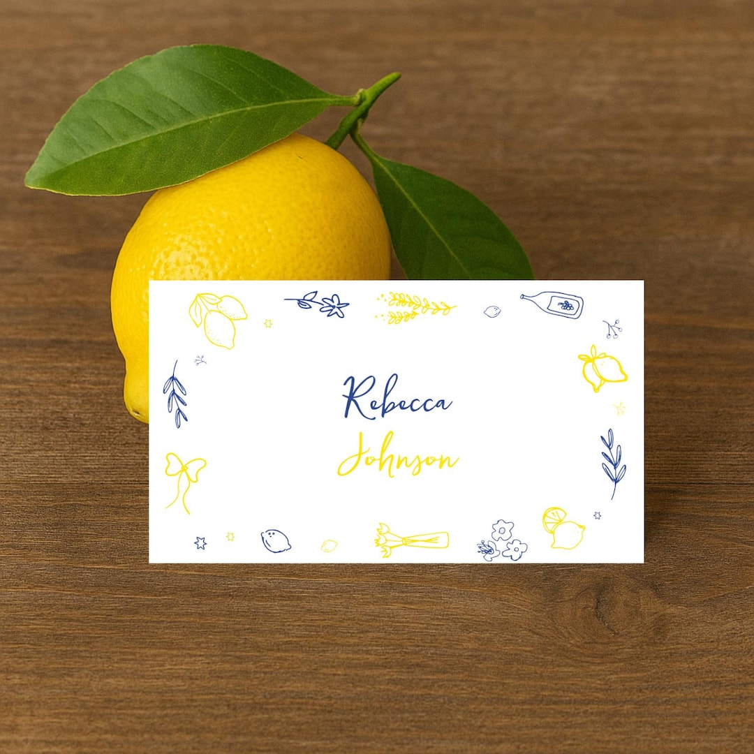 Hand Drawn Italian Lemon Place Card – That’s Amore Name Card – Editable ...