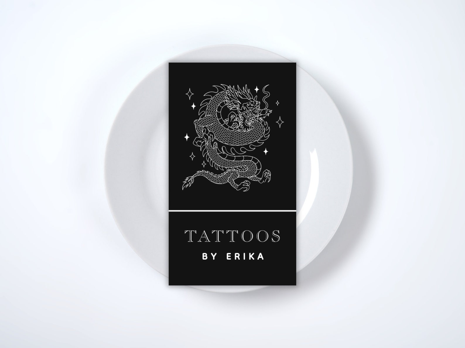 Digital Mystic Dragon Business Card DIY Black & White Tattoo Artist ...