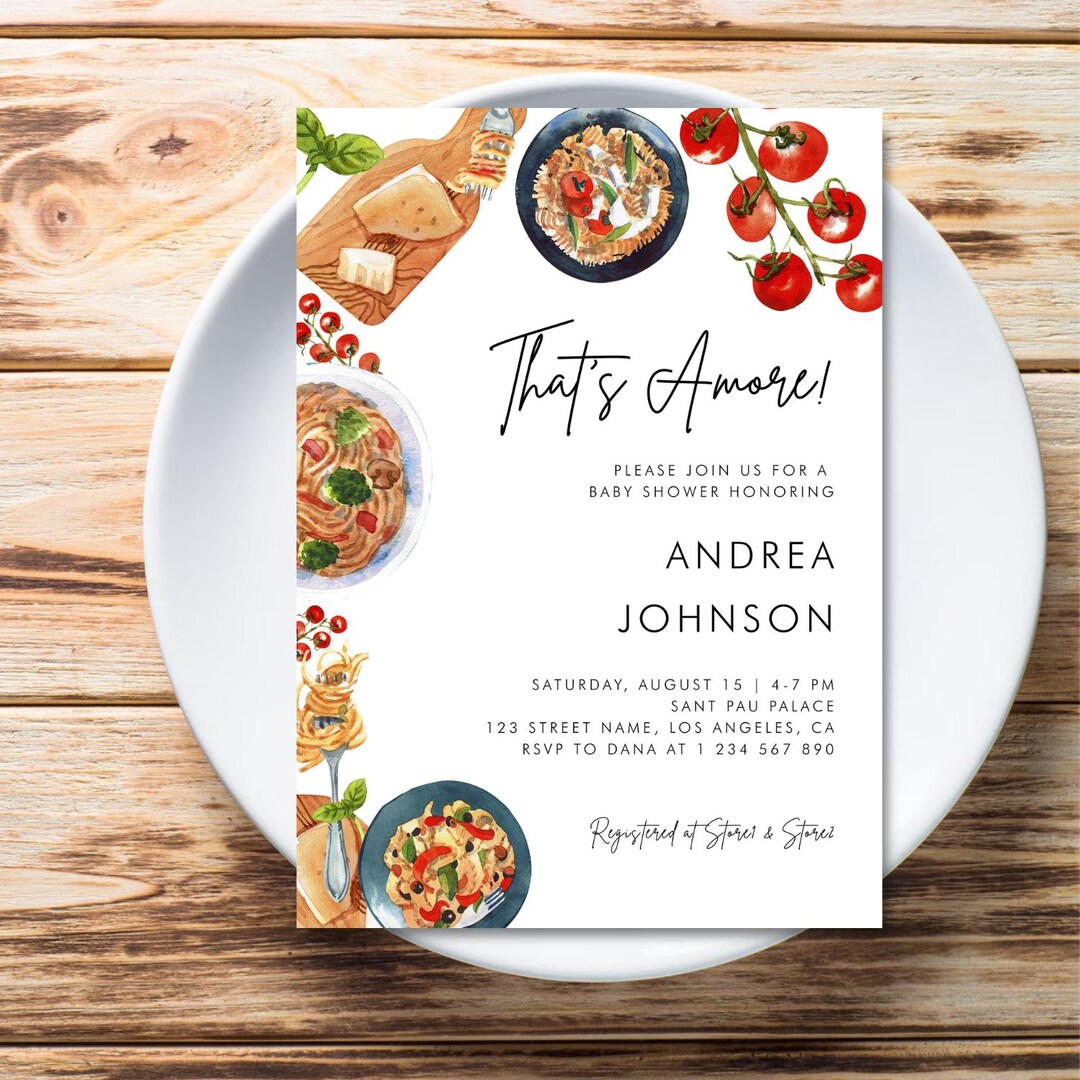 That's Amore Baby Shower Invitation - Italian Food Baby Shower Invite ...