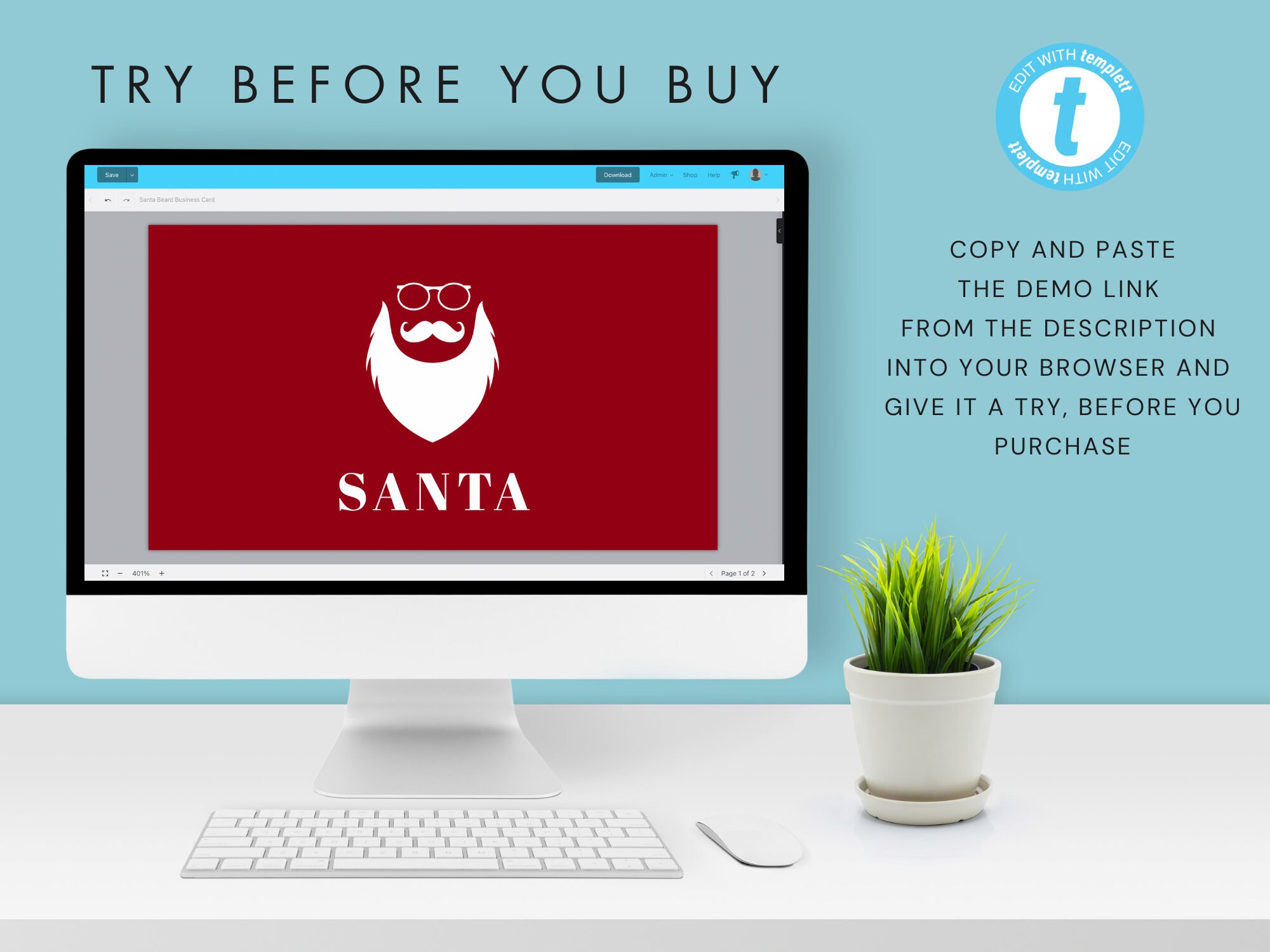 Santa Services Business Card Modern DIY Santa Business Card Template Minimalist Santa Claus ...