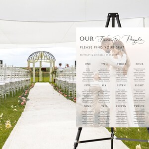 12 Tables Wedding Seating Chart Sign - Digital Light Faded Photo ...