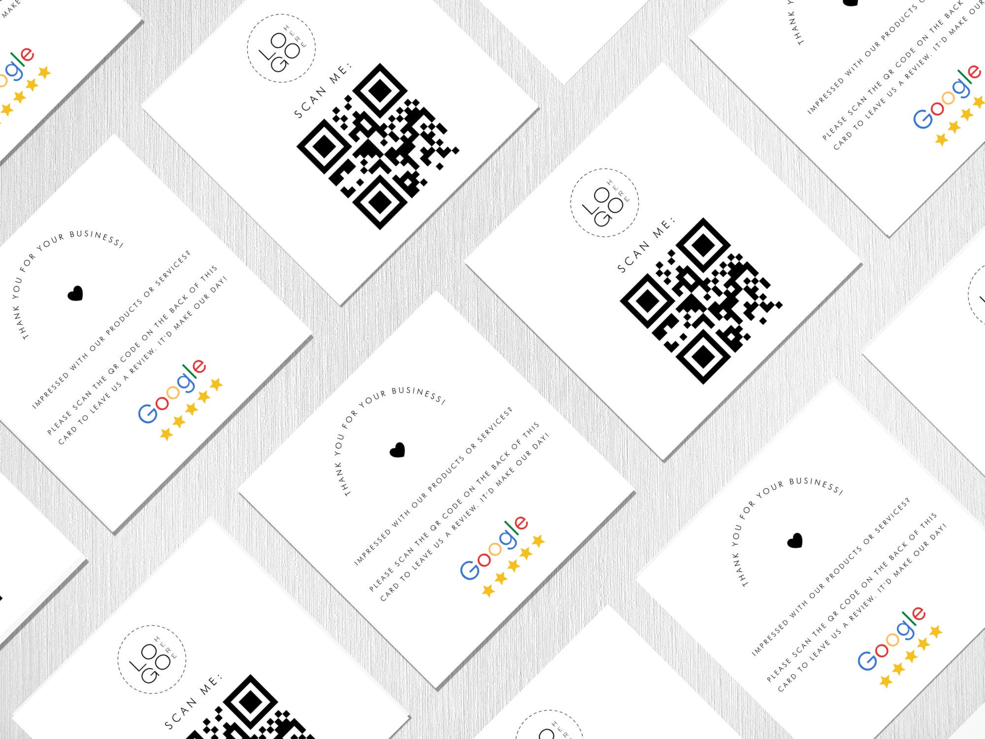 Custom Google Reviews QR Code Business Card: Minimalist Logo (digital ...