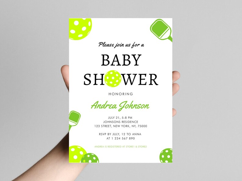 Pickleball Paddle Padel Sport Theme Baby Shower Invitation - Digital ...