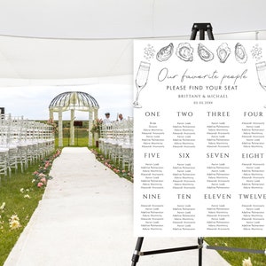 Digital Oysters Champagne 12 Tables Wedding Seating Chart Sign - DIY ...