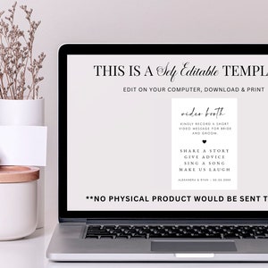 Digital Wedding Video Booth Sign Poster Modern Rustic Script Wedding ...