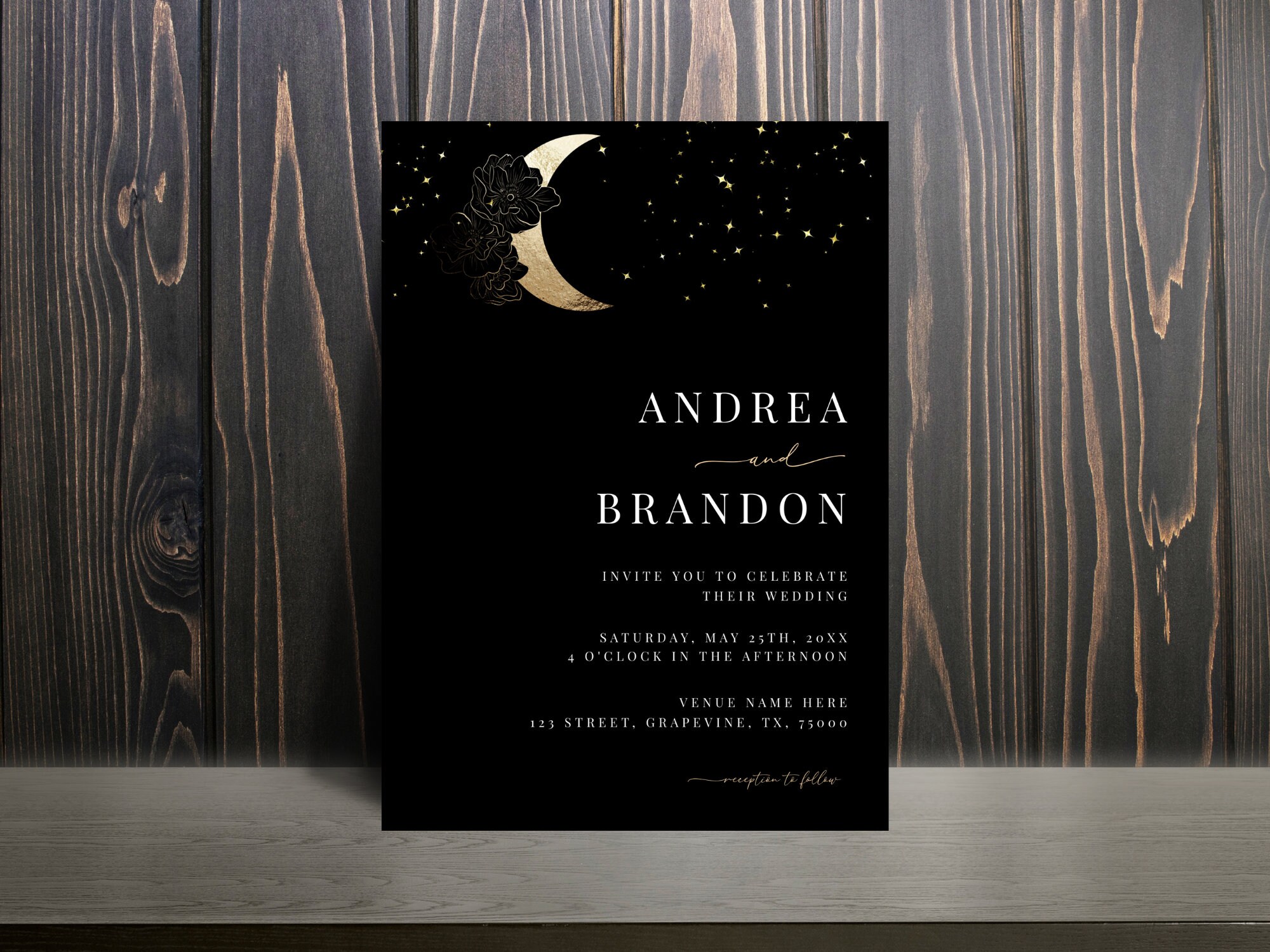 Gold Celestial All in One Wedding Invitation Mystic Moon All in One ...