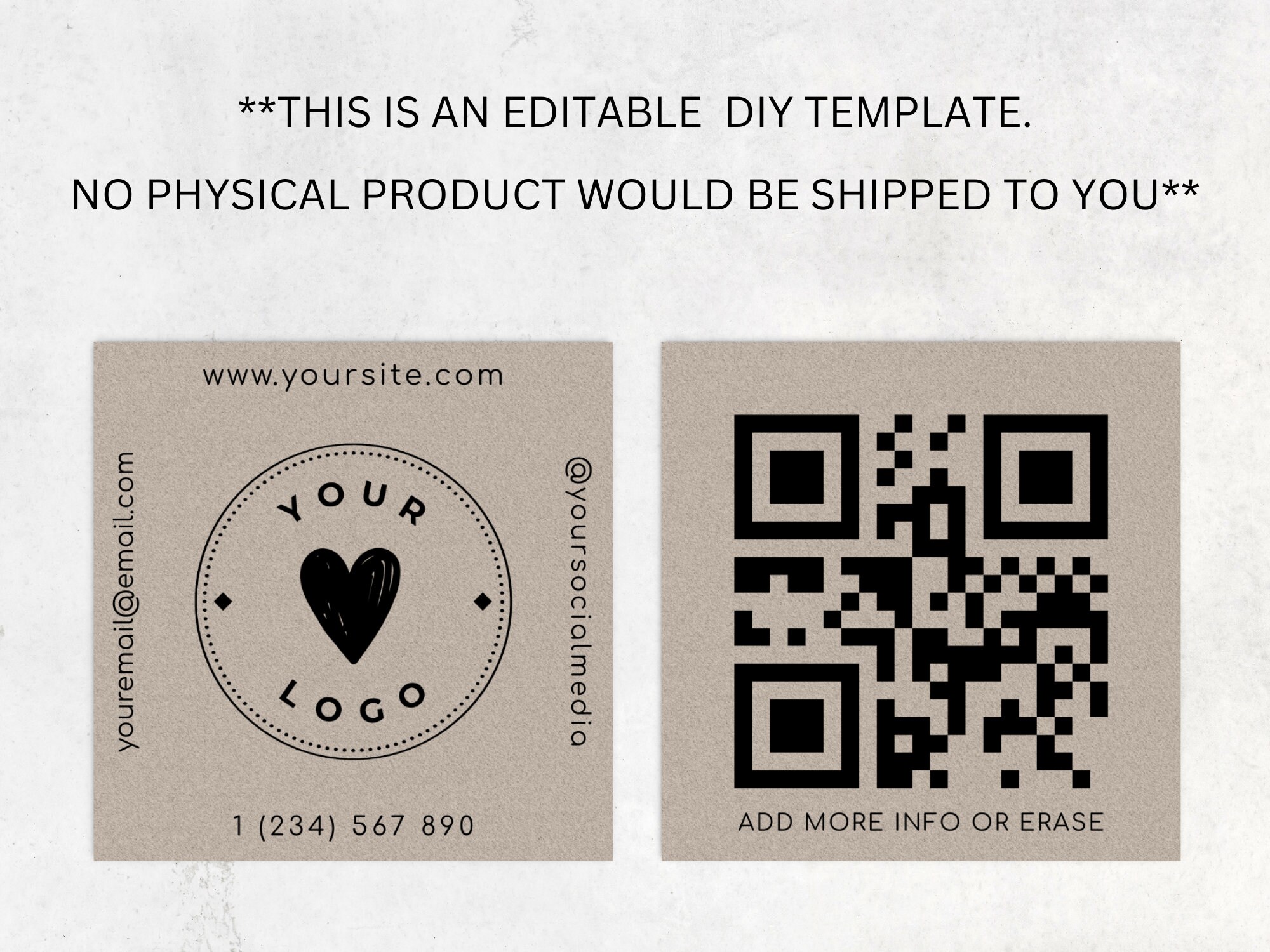 Kraft Paper Look Geometric QR Code Logo Earthy Template Square Business ...