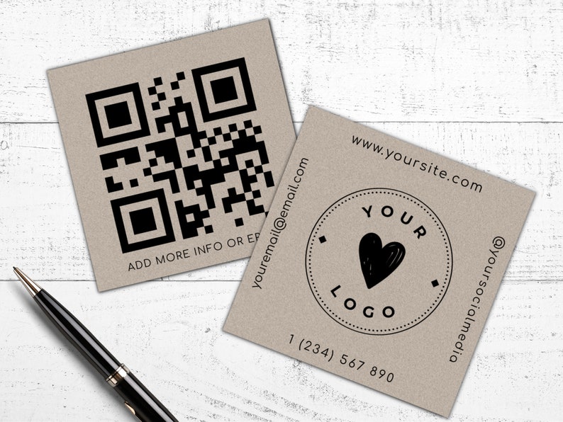 Kraft Paper Look Geometric QR Code Logo Earthy Template Square Business ...