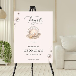 Little Pearl Seashell Baby Shower Welcome Sign – Ocean Beach Theme Sign ...