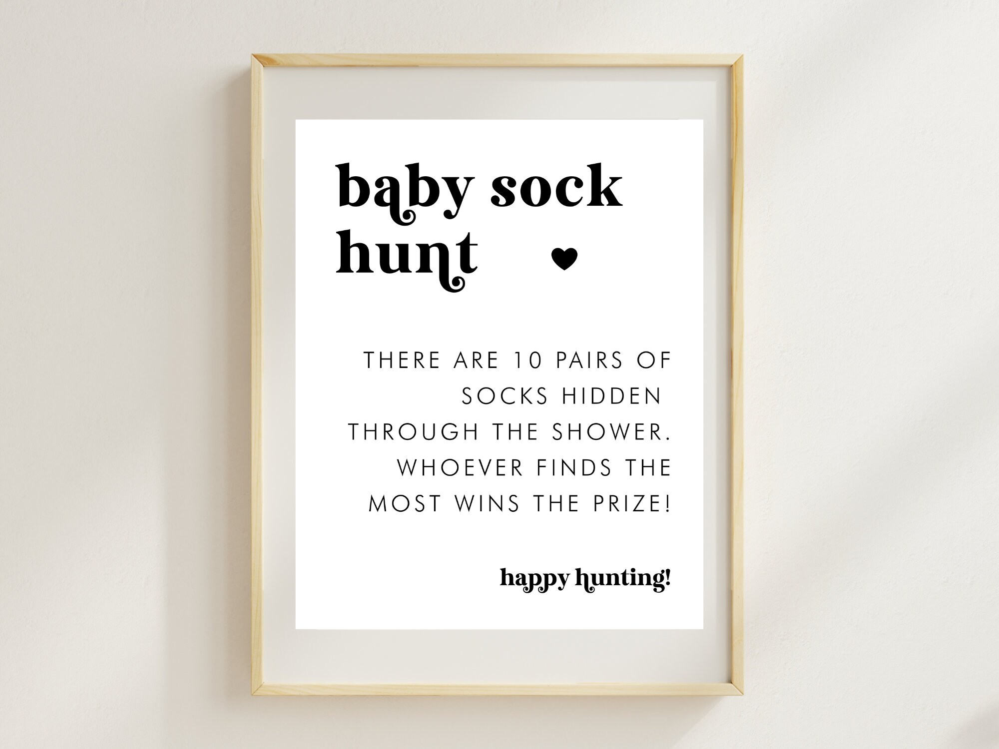DIY Baby Sock Hunt Baby Shower Sign Retro Typography Baby Shower Sign ...