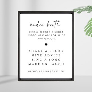 Digital Wedding Video Booth Sign Poster Modern Rustic Script Wedding ...