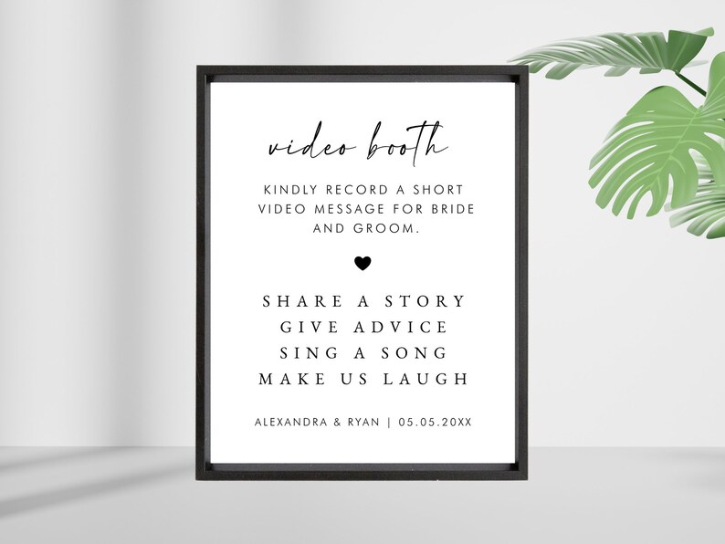 Digital Wedding Video Booth Sign Poster Modern Rustic Script Wedding ...